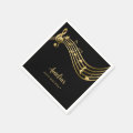 Elegant Gold Music Notes 40th Birthday Black Napkins | Zazzle
