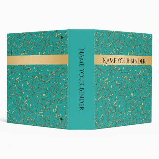 Elegant Gold Music Notes Light Teal Binder | Zazzle