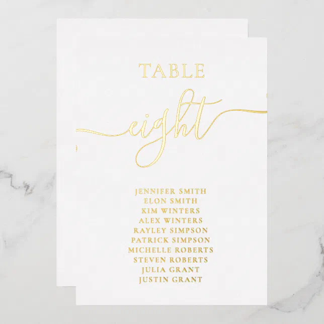 Elegant Gold names chart wedding table number | Zazzle
