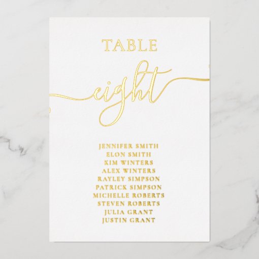 Elegant Gold names chart wedding table number | Zazzle