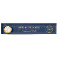Elegant Gold Navy Blue Clock Desk Name Plate | Zazzle