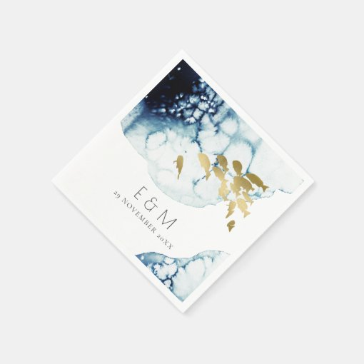 ELEGANT GOLD NAVY UNDERWATER FISH MONOGRAM WEDDING NAPKINS | Zazzle