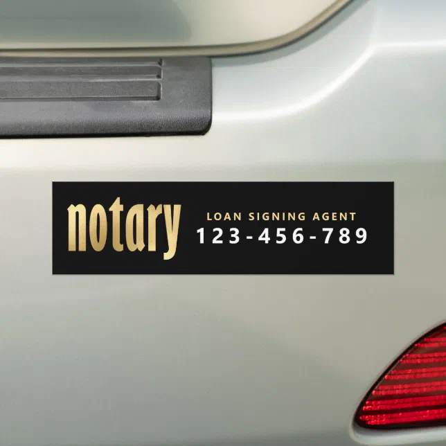 Elegant Gold Notary Loan Agent Bumper Sticker | Zazzle
