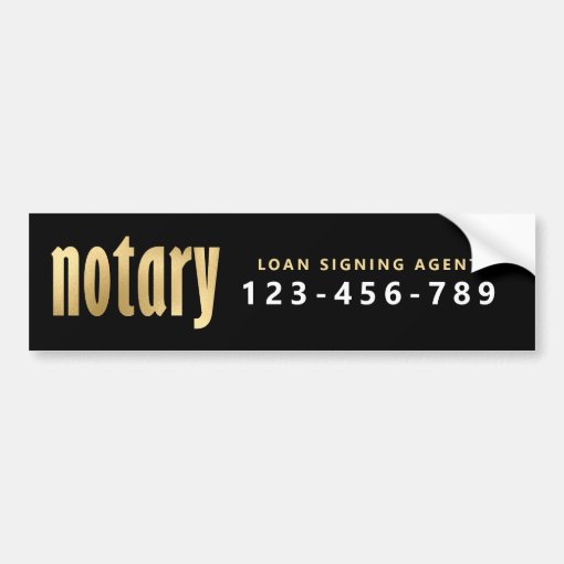 Elegant Gold Notary Loan Agent Bumper Sticker | Zazzle