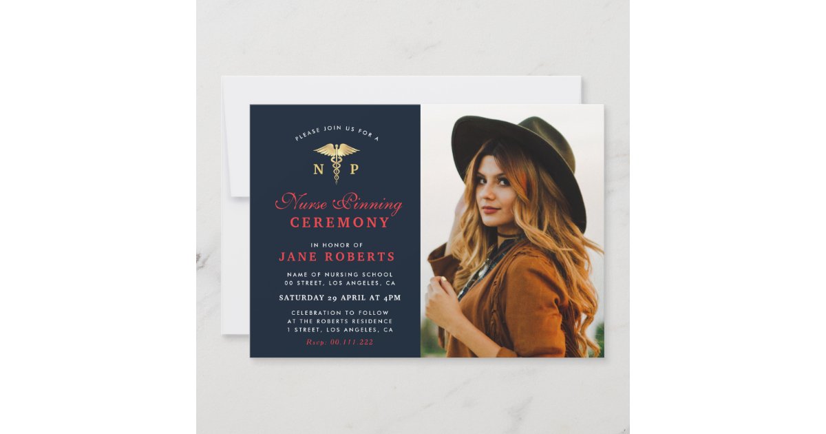 elegant gold nurse pinning ceremony invitation | Zazzle