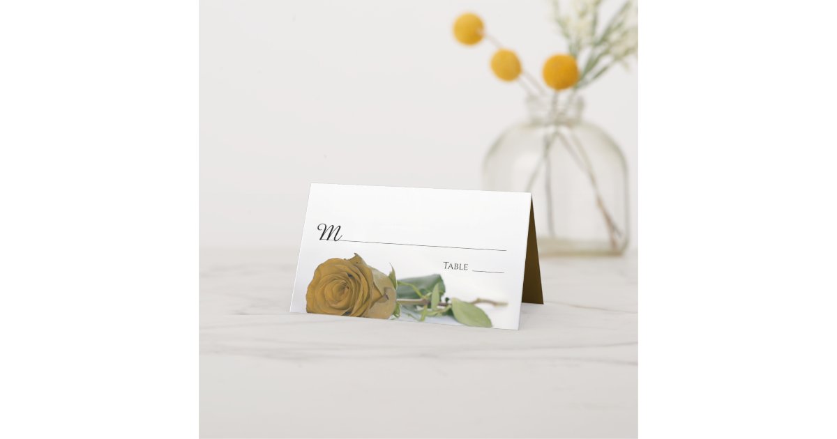 Elegant Gold Ochre Rose Wedding Write-In Place Card | Zazzle