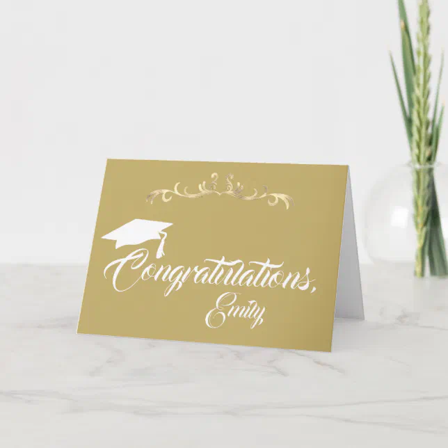 Elegant Gold Ornament Congratulations Graduation Card | Zazzle