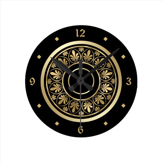 Elegant Gold Ornate Design Circle Pattern Round Clock | Zazzle.com