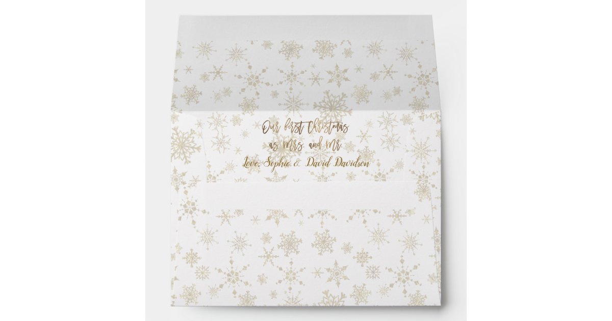 Elegant Gold Our First Christmas Celebration Envelope | Zazzle