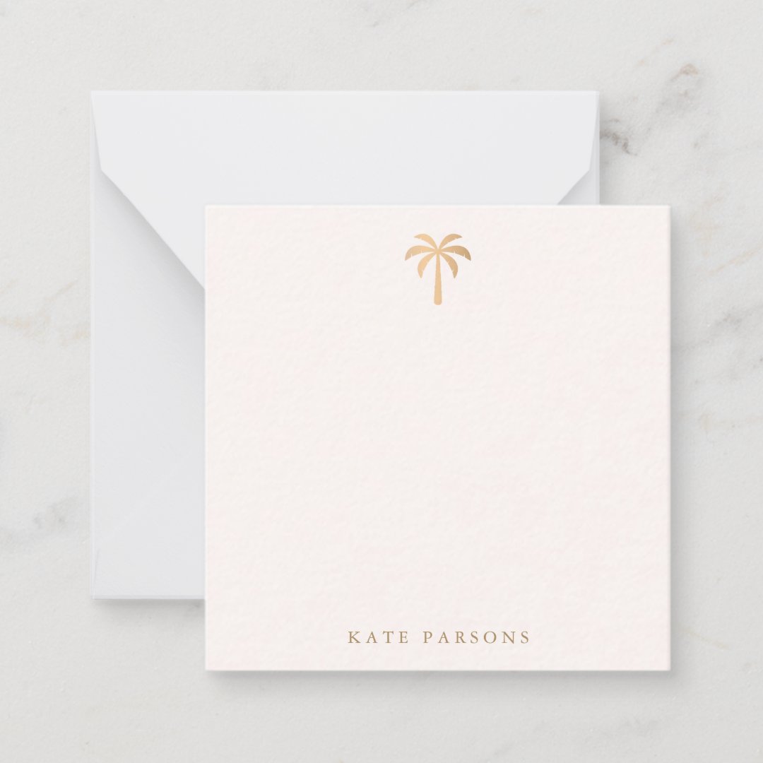 Elegant Gold Palm Tree Note Card | Zazzle