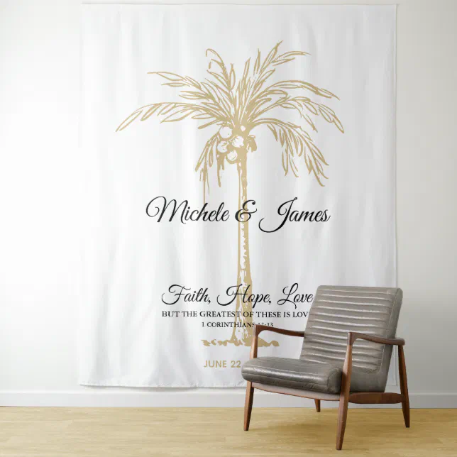 Elegant Gold Palm Tree Tropical Wedding Backdrop | Zazzle