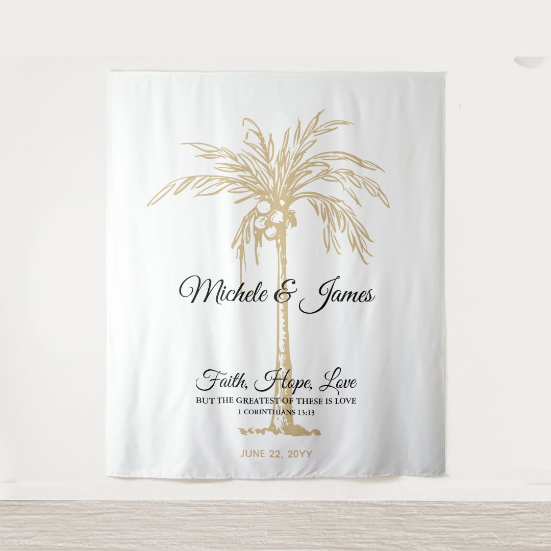 Elegant Gold Palm Tree Tropical Wedding Backdrop | Zazzle