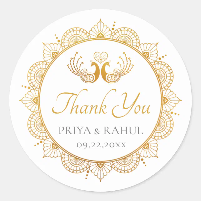 Elegant Gold Pattern Indian Wedding Favor Label | Zazzle