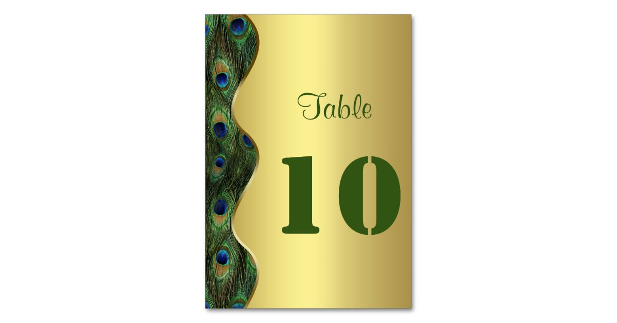 Elegant Gold Peacock Wedding Table Number | Zazzle