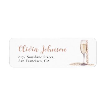 Elegant Gold Pearls and Prosecco Address Labels | Zazzle