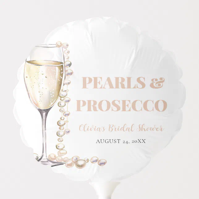 Elegant Gold Pearls and Prosecco Bridal Shower Balloon | Zazzle