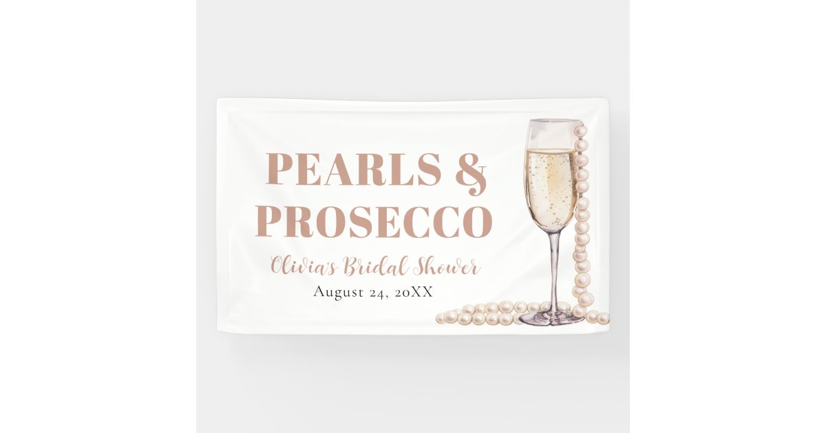 Elegant Gold Pearls and Prosecco Bridal Shower Banner | Zazzle