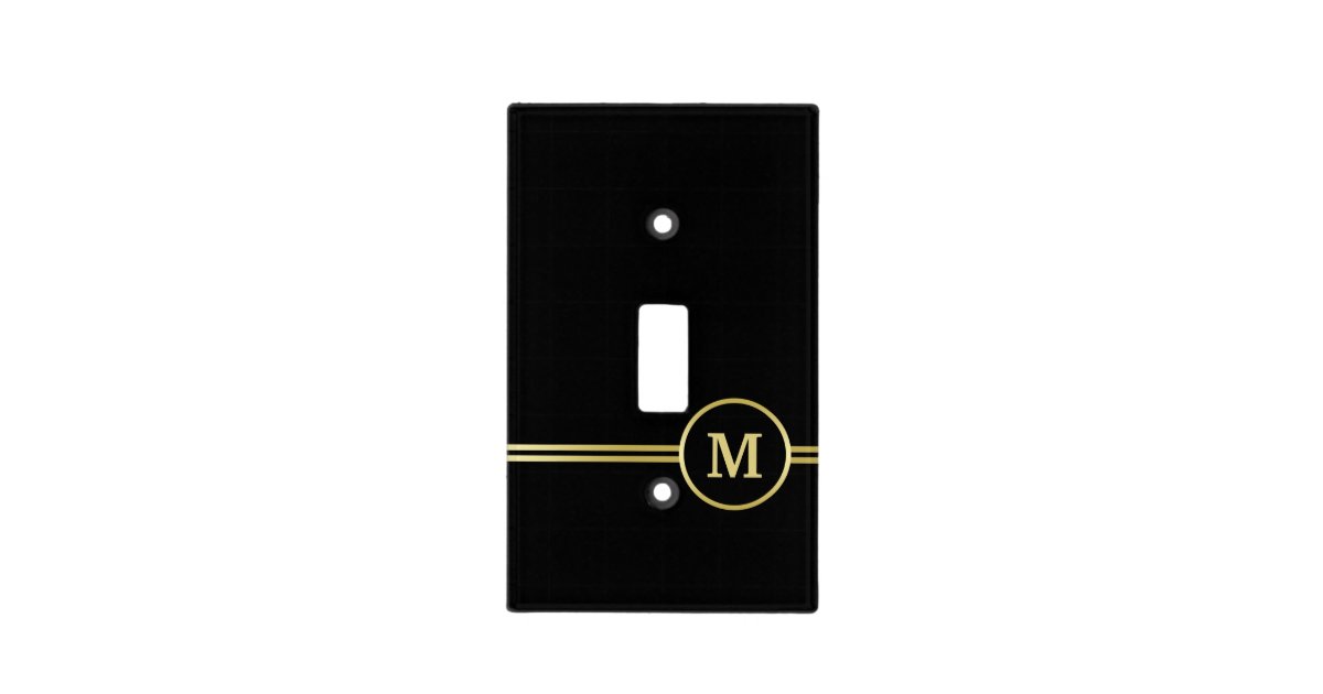 Elegant gold Personalized Monogram on black Light Switch Cover | Zazzle