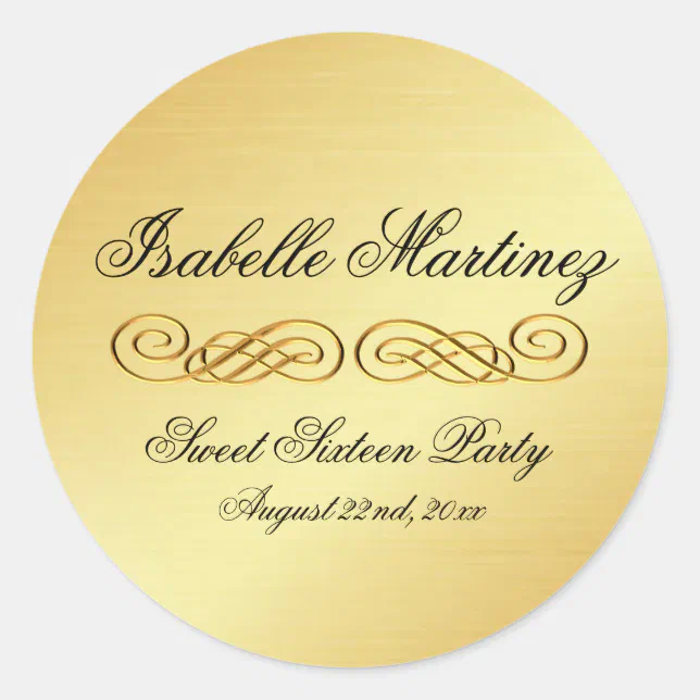 Elegant Gold Personalized Sweet Sixteen Sticker | Zazzle