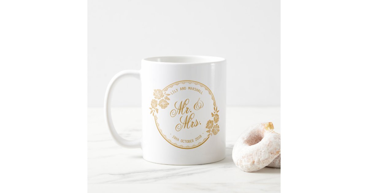Elegant Gold Personalized Wedding | Mug | Zazzle