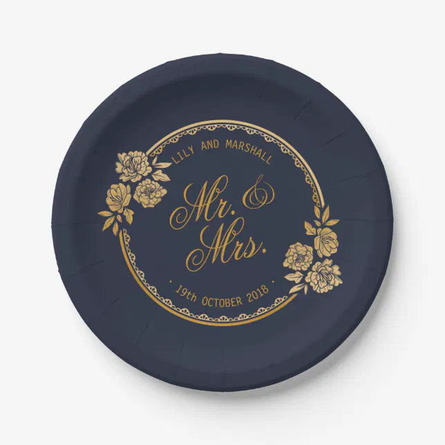 Elegant Gold Personalized Wedding | Paper Plate | Zazzle