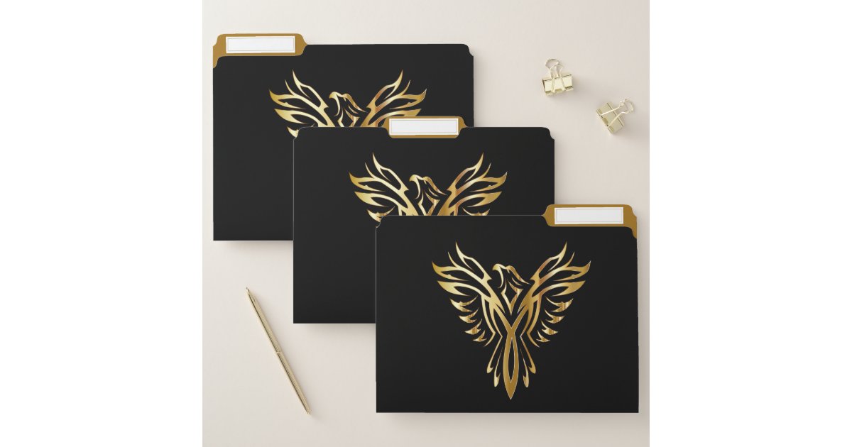 Elegant Gold Phoenix Rising Bird Decorative File Folder | Zazzle