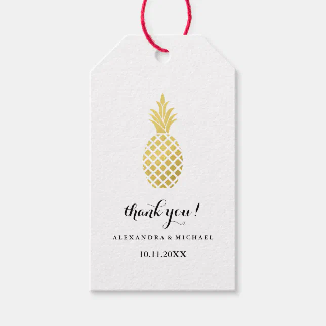 Elegant Gold Pineapple Wedding Gift Tags | Zazzle