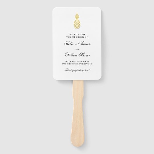 Elegant Gold Pineapple Wedding Hand Fan | Zazzle.com