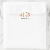 Elegant Gold Pink Floral Monogram Initial Letter G Classic Round ...