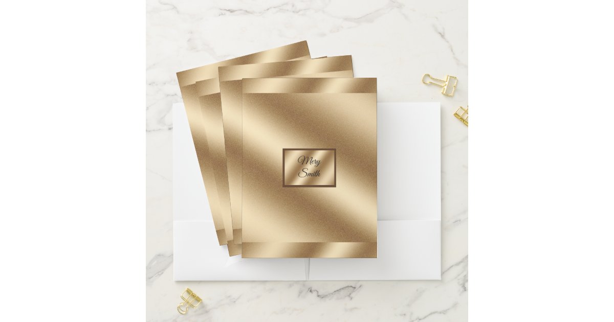 Elegant Gold Pocket Folder | Zazzle