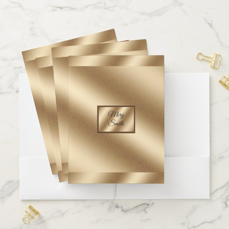 Elegant Gold Pocket Folder | Zazzle