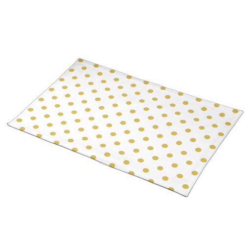 Elegant Gold Polka Dots on White Cloth Placemat | Zazzle