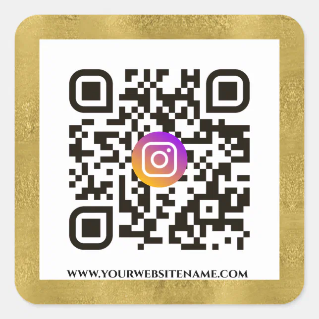 Elegant Gold QR Code URL Template Business Square Sticker | Zazzle