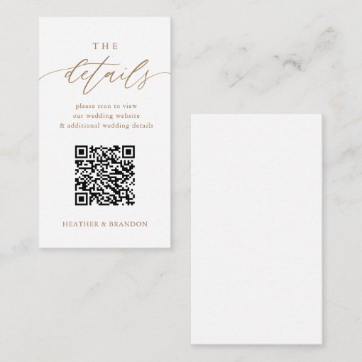 Elegant Gold QR Code Wedding Details Enclosure Card | Zazzle