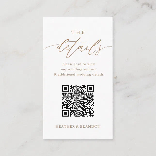 Elegant Gold QR Code Wedding Details Enclosure Card | Zazzle
