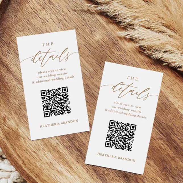 Elegant Gold QR Code Wedding Details Enclosure Card | Zazzle