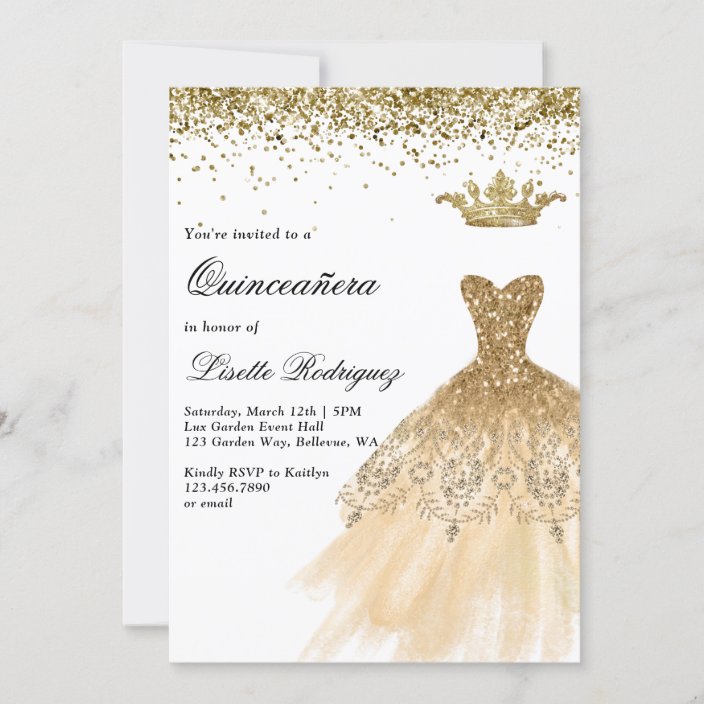 Elegant Gold Quinceanera Invitation | Zazzle.com