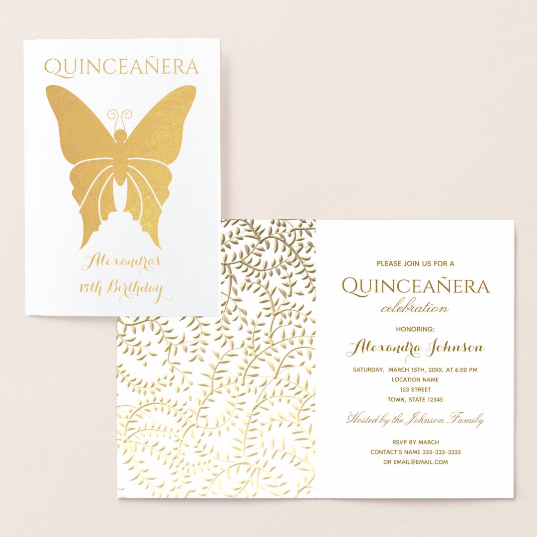 Elegant Gold Quinceanera Invitation | Zazzle