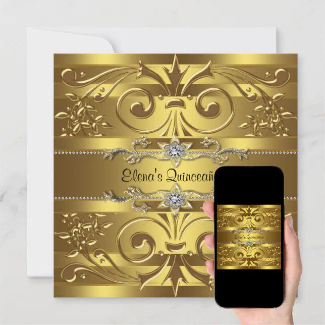 Elegant Gold Quinceanera Invitations | Zazzle