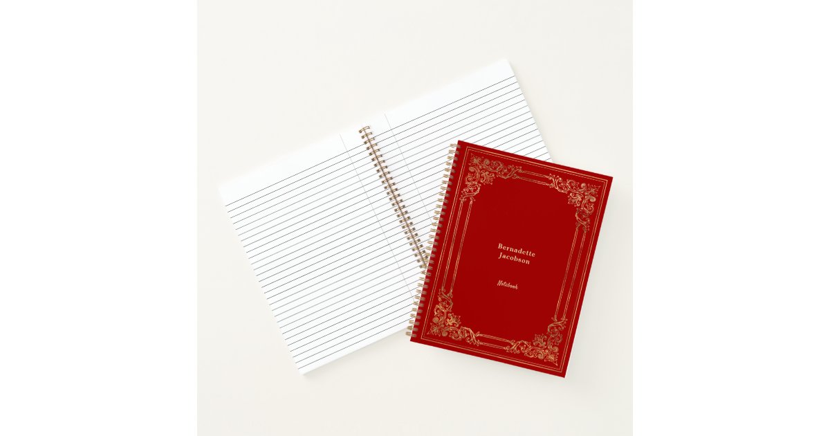 Elegant Gold Red Classic Notebook | Zazzle