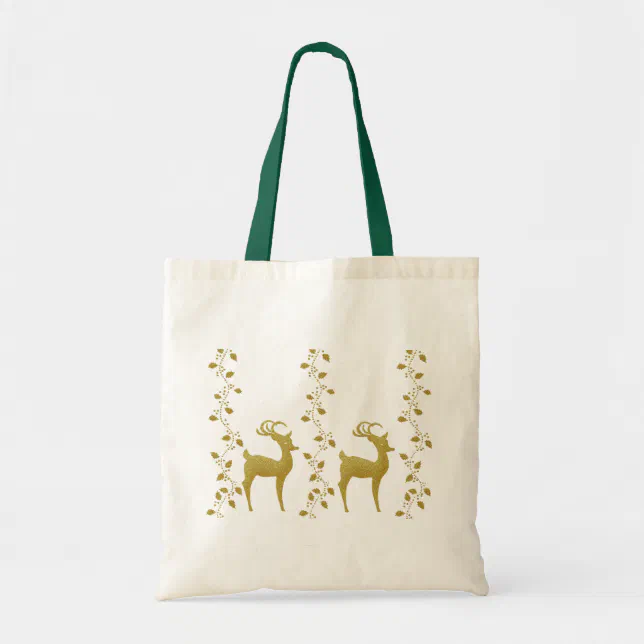 Elegant gold reindeer Christmas holiday gifts bag | Zazzle