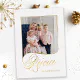 Elegant Gold Rejoice Calligraphy Script Photo Foil Holiday Card | Zazzle