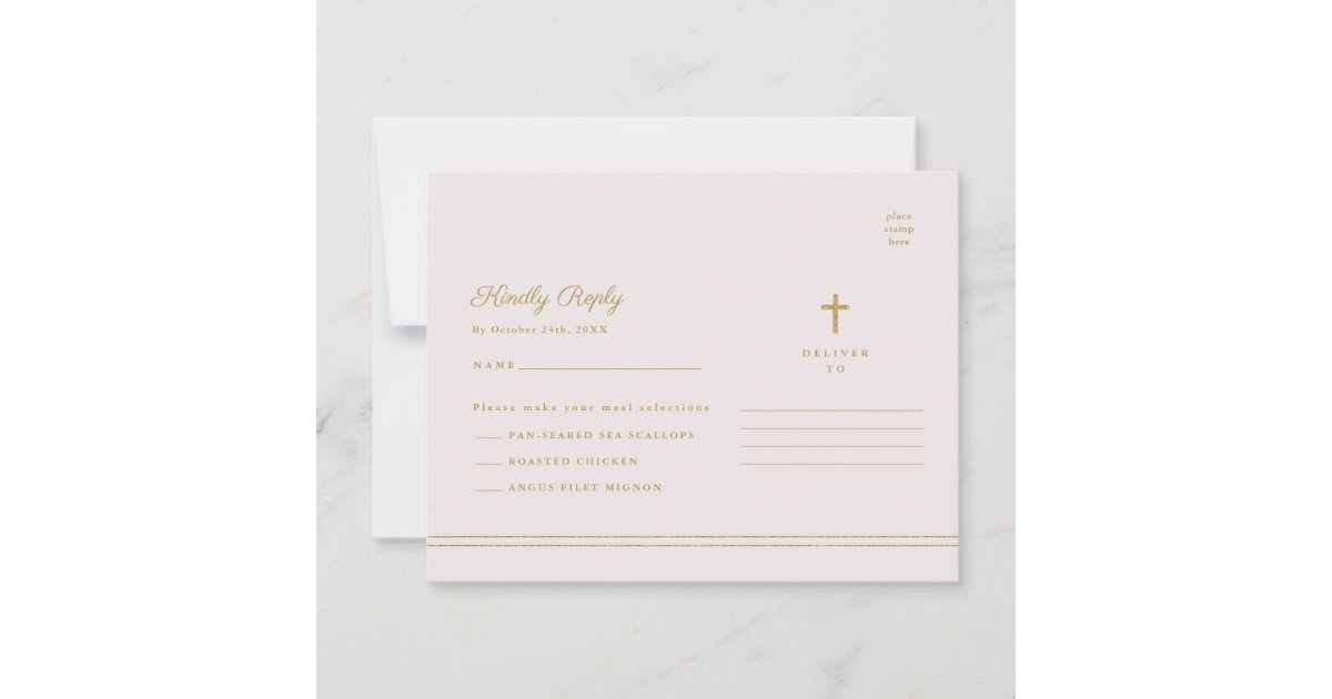 Elegant Gold Religious Baptism & Christening RSVP Invitation | Zazzle