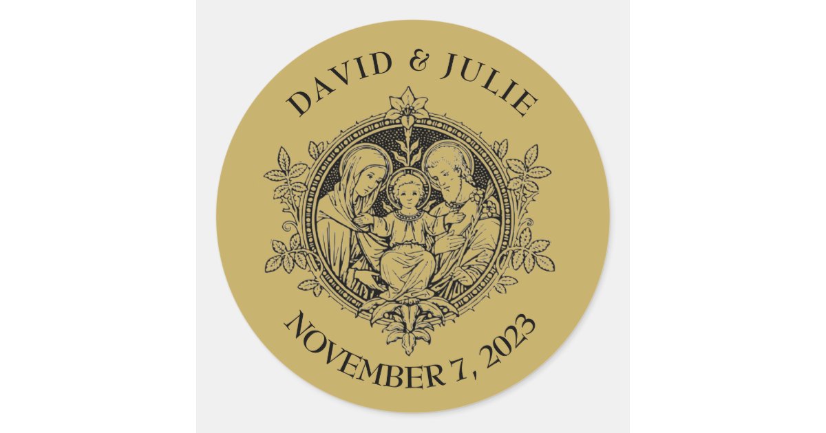 Elegant Gold Religious Holy Family Classic Round Sticker | Zazzle