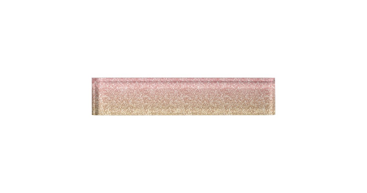 Elegant Gold & Rose Gold Glitter Sparkles Image Desk Name Plate | Zazzle