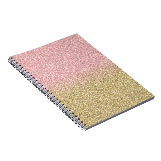 Elegant Gold & Rose Gold Glitter Sparkles Image Notebook | Zazzle