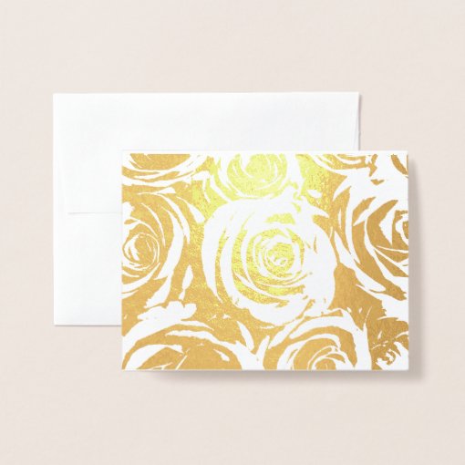 Elegant Gold Roses Foil Card | Zazzle