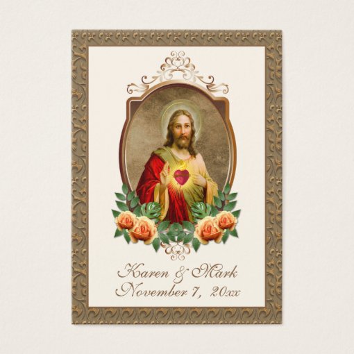 Elegant Gold Sacred Heart Jesus Wedding Holy Cards | Zazzle