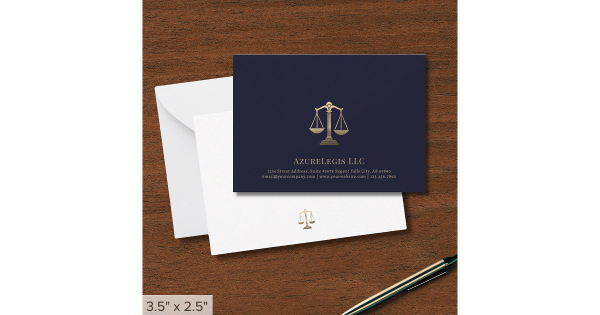 Elegant Gold Scale Law Note Card | Zazzle