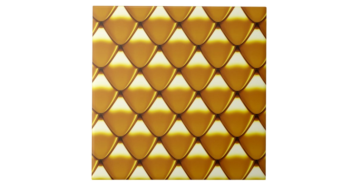 Elegant Gold Scale Pattern Ceramic Tile | Zazzle